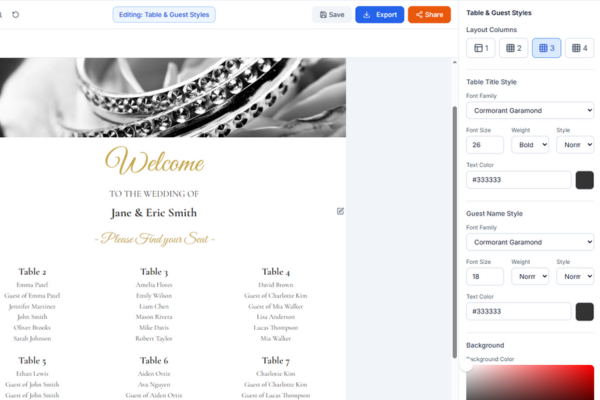 Seating Chart Creator – Free Online Seat Planner for Weddings & Events